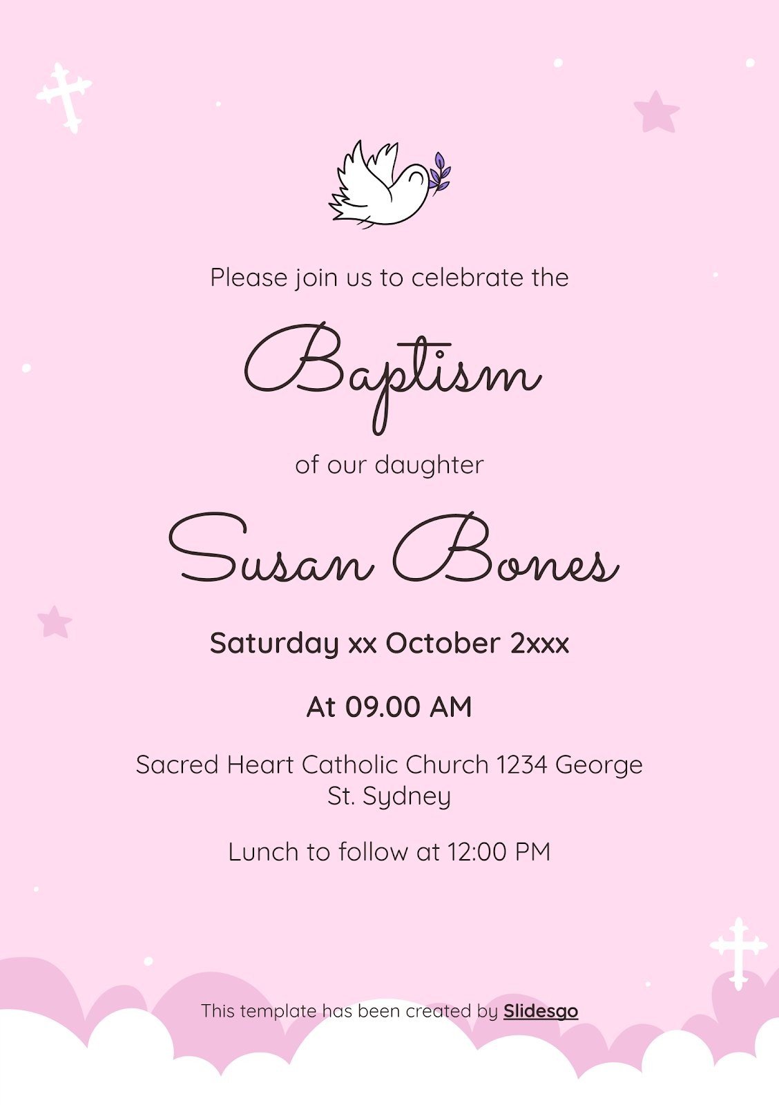 Baby Girl Baptism Invitation Presentation