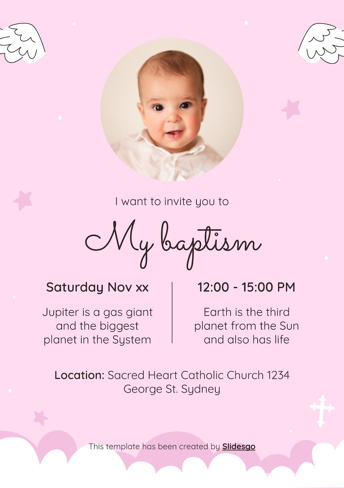 Baby Girl Baptism Invitation Presentation