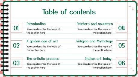 Italian Art Notebook Lesson for College Presentation