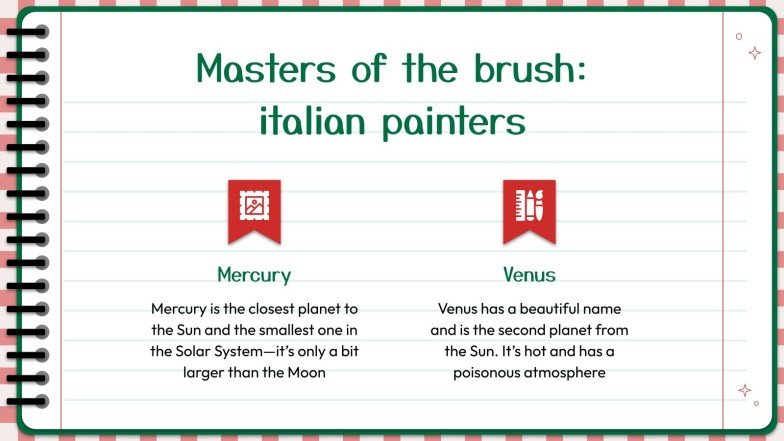 Italian Art Notebook Lesson for College Presentation