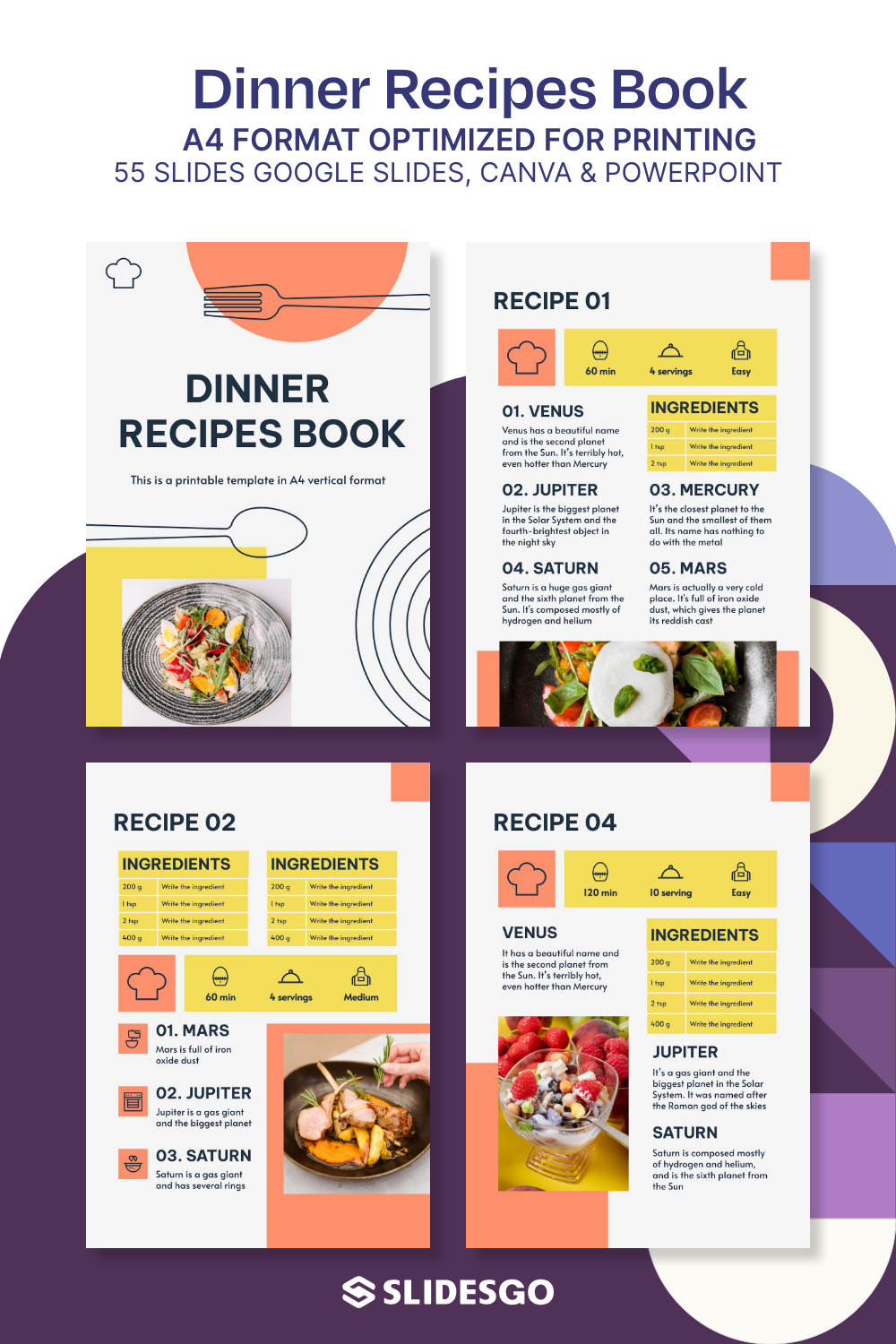 Dinner Recipes Book Presentation