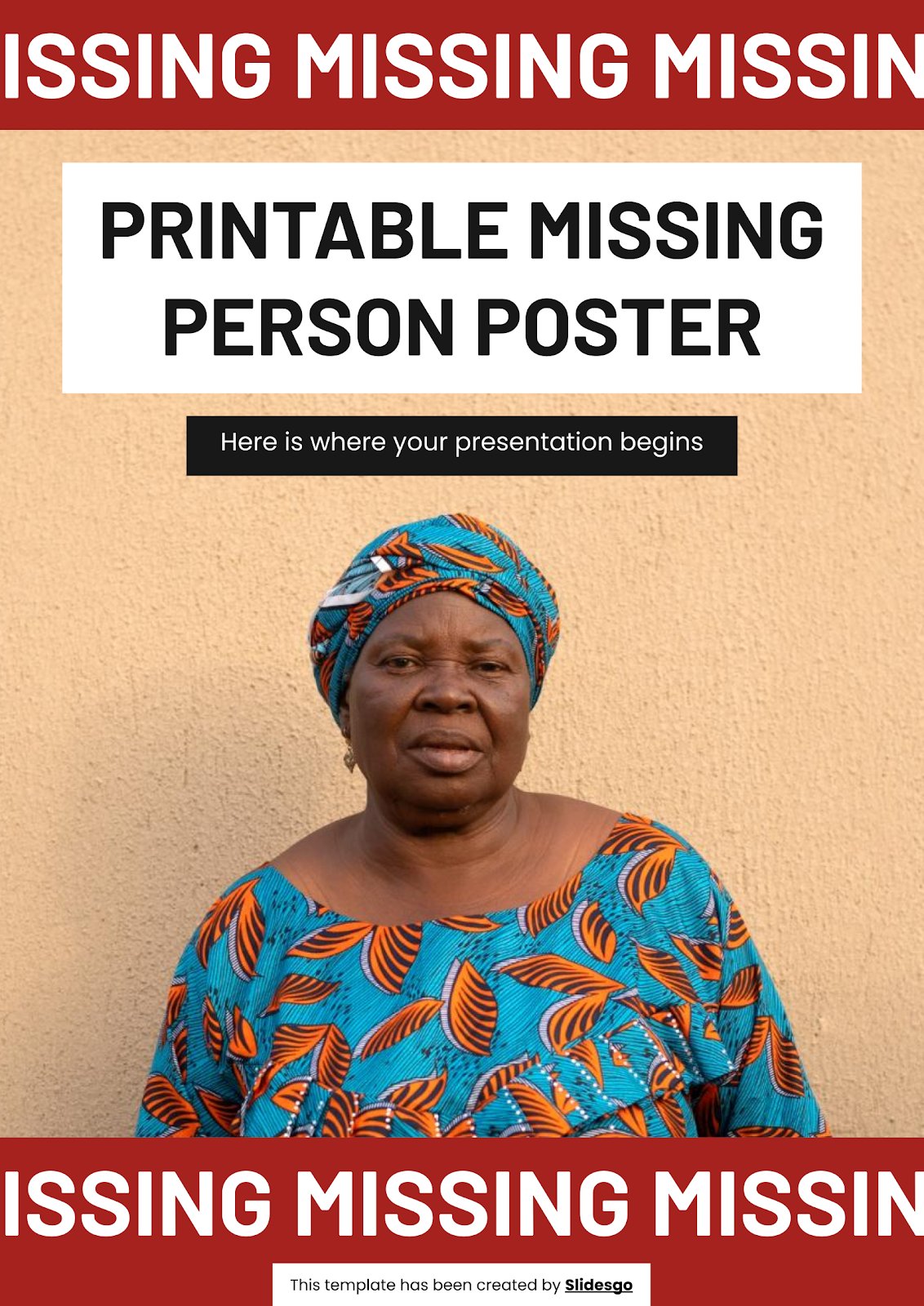 Presentación Póster imprimible de persona desaparecida