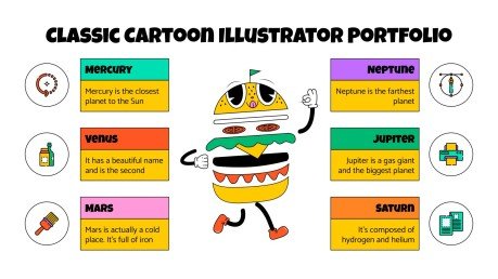 Classic Cartoon Illustrator Portfolio Infographics