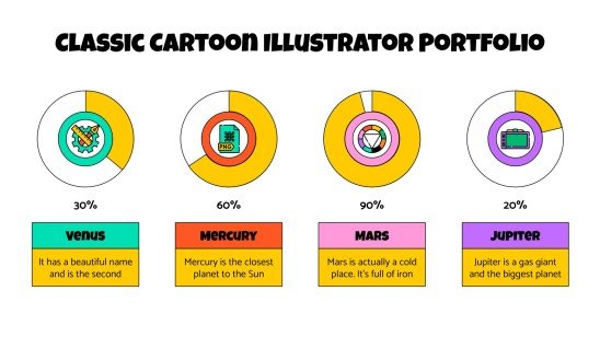 Classic Cartoon Illustrator Portfolio Infographics