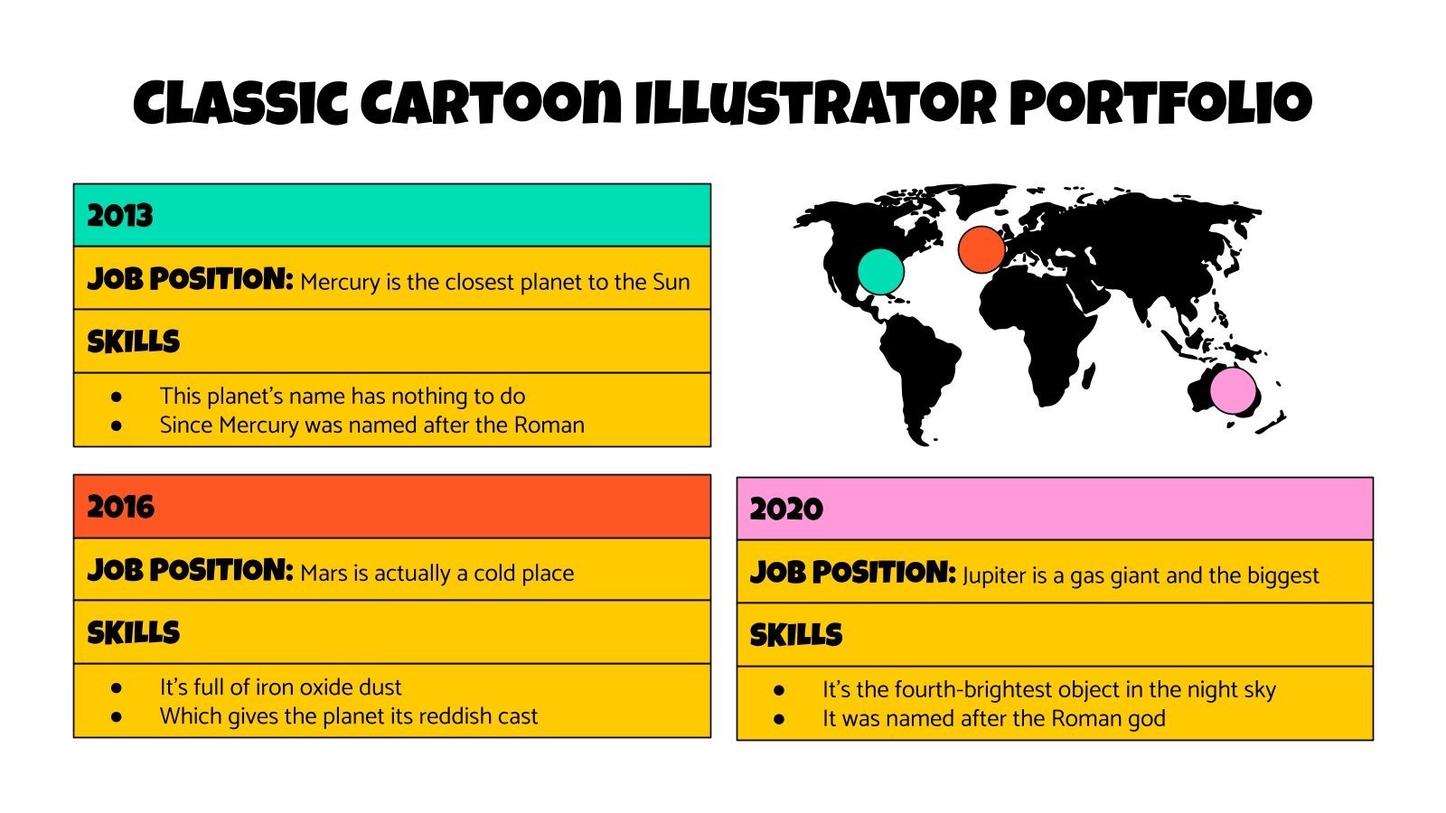 Classic Cartoon Illustrator Portfolio Infographics