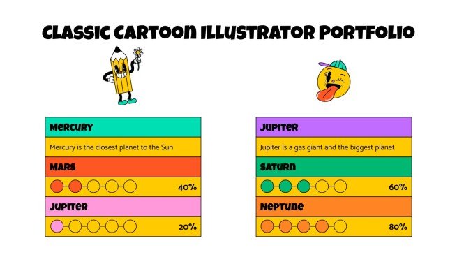 Classic Cartoon Illustrator Portfolio Infographics