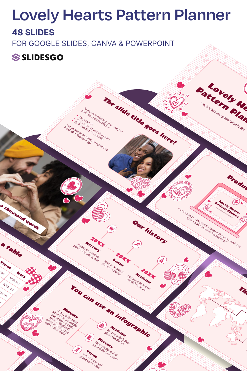 Lovely Hearts Pattern Planner Presentation