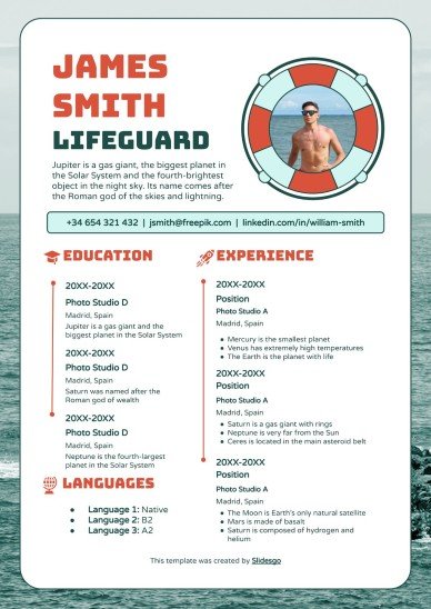 Beach Lifeguard CV Presentation