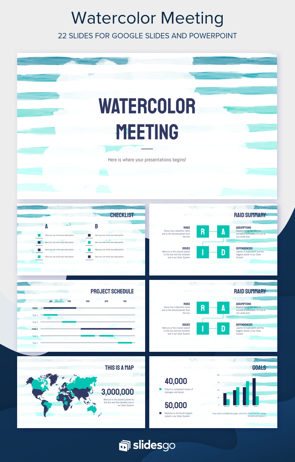 Watercolor Meeting Google Slides Theme & PowerPoint Template