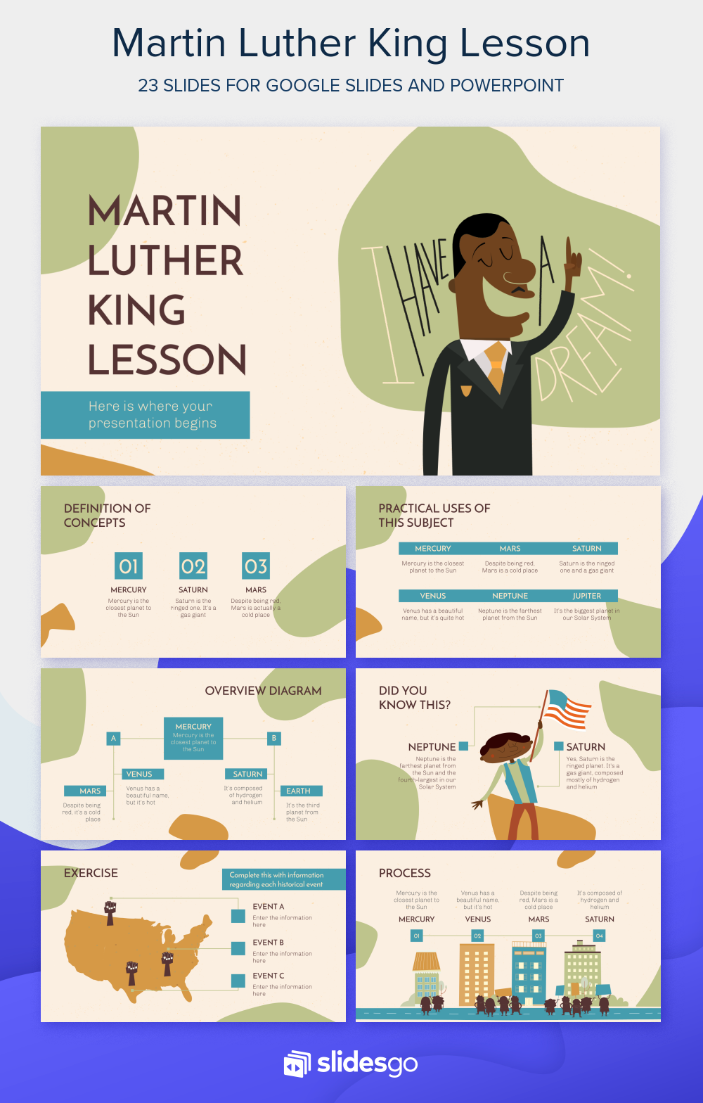 Martin Luther King Lesson Google Slides Theme & PPT Template
