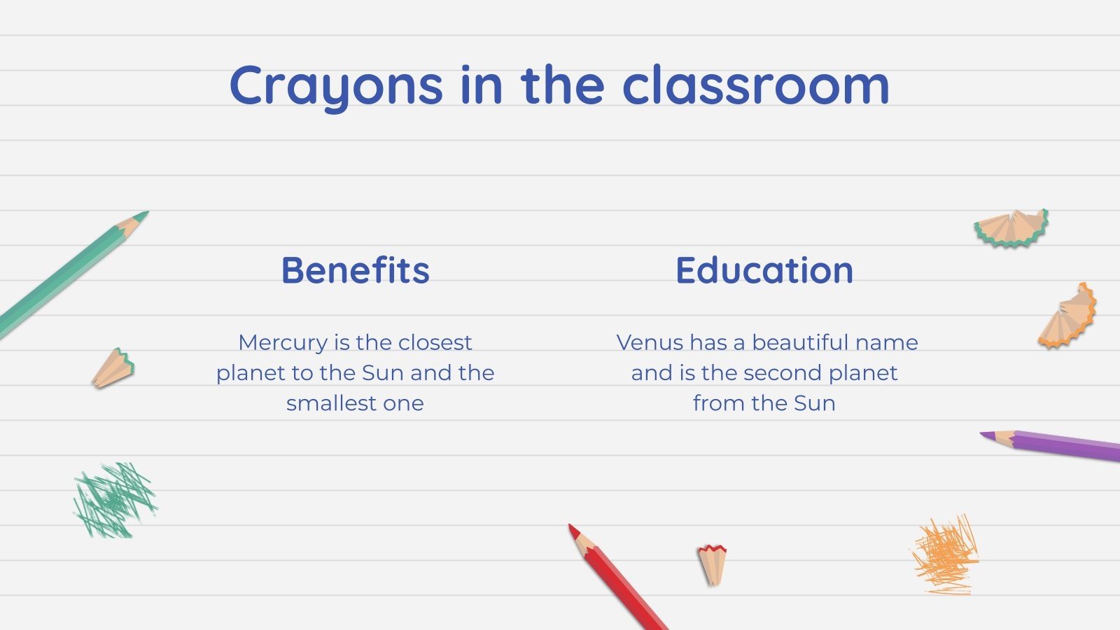 Crayons Theme for Classroom Presentation