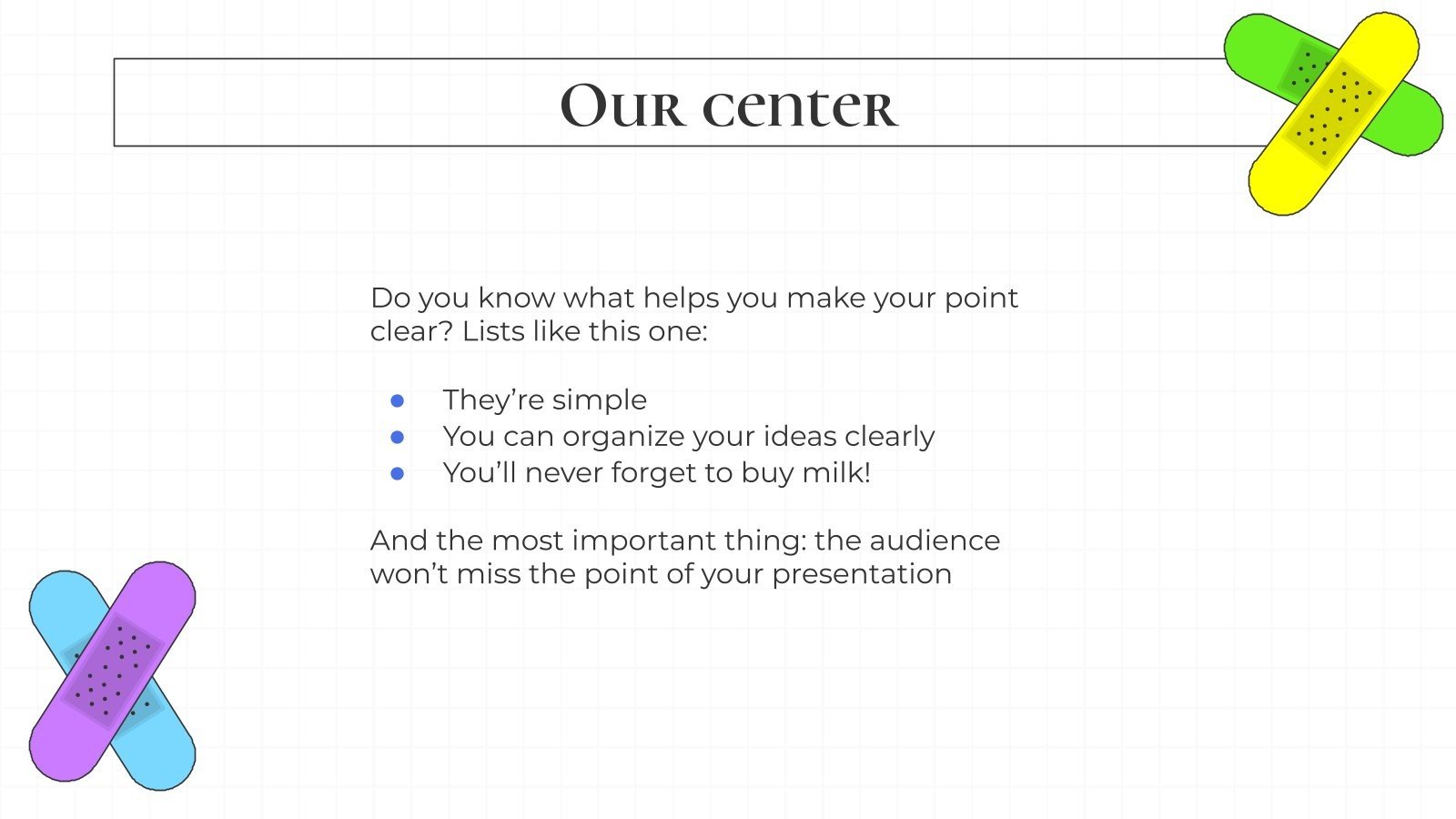 Colorful Band-Aid Style Healthcare Center Presentation