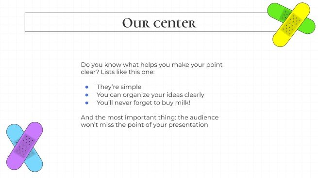 Colorful Band-Aid Style Healthcare Center Presentation
