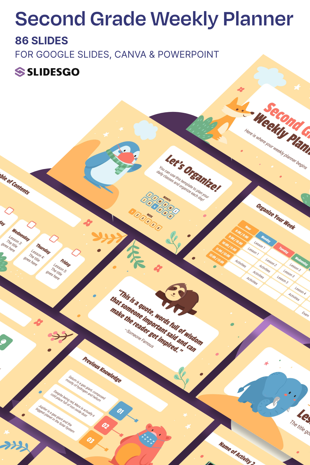 Second Grade Weekly Planner Google Slides & PPT template