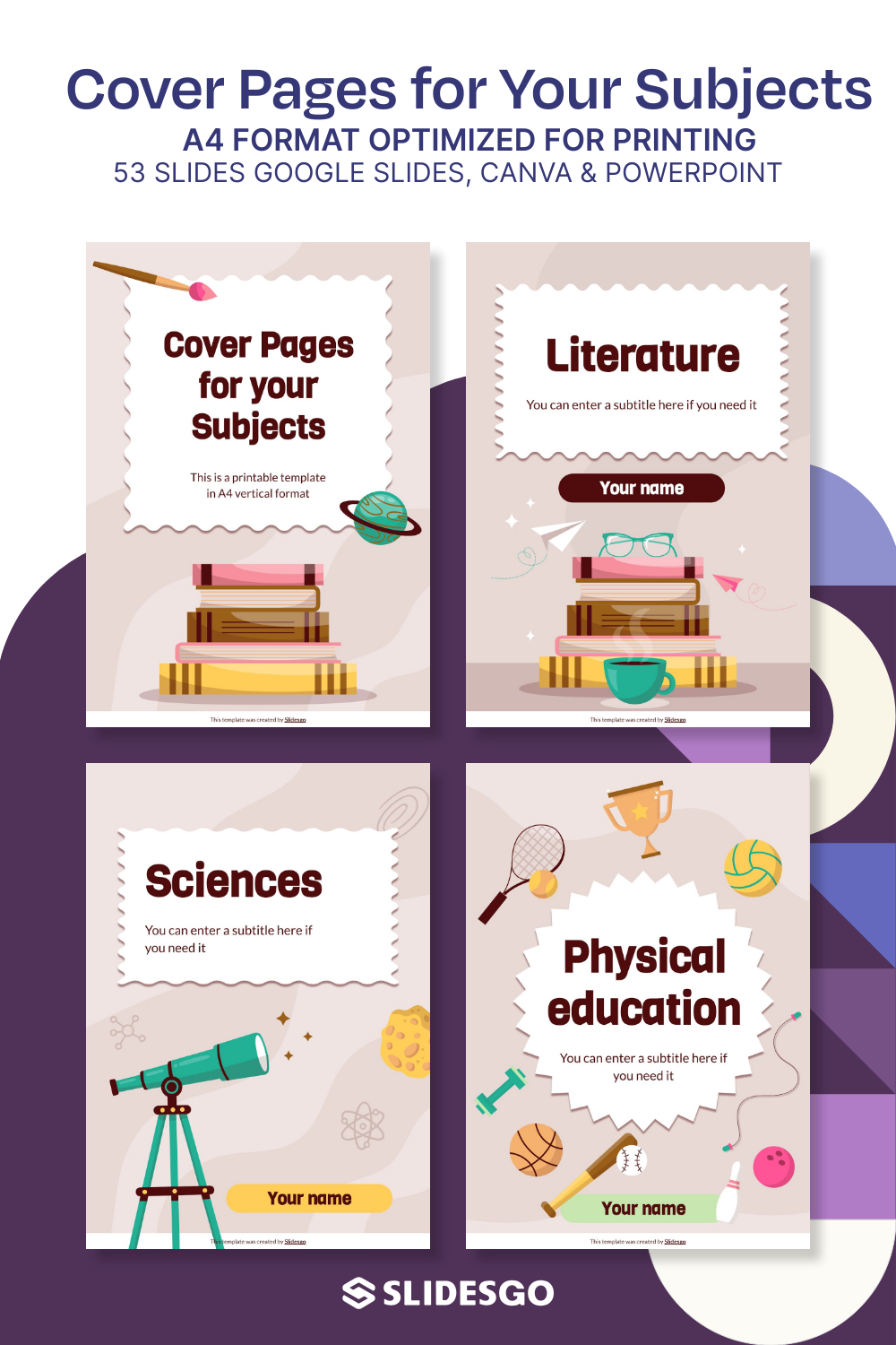 Cover Pages for Your Subjects Presentation