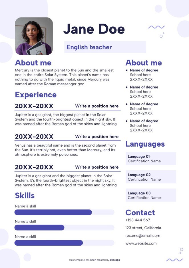 Teacher's Career Path CV Presentation