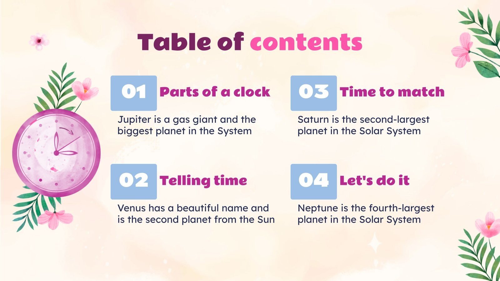 Clock Learning Activities for Pre-K Presentation