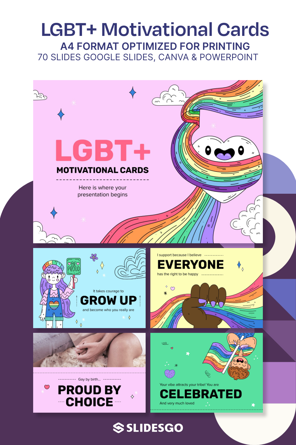 LGBT+ Motivational Cards | Google Slides and PPT template