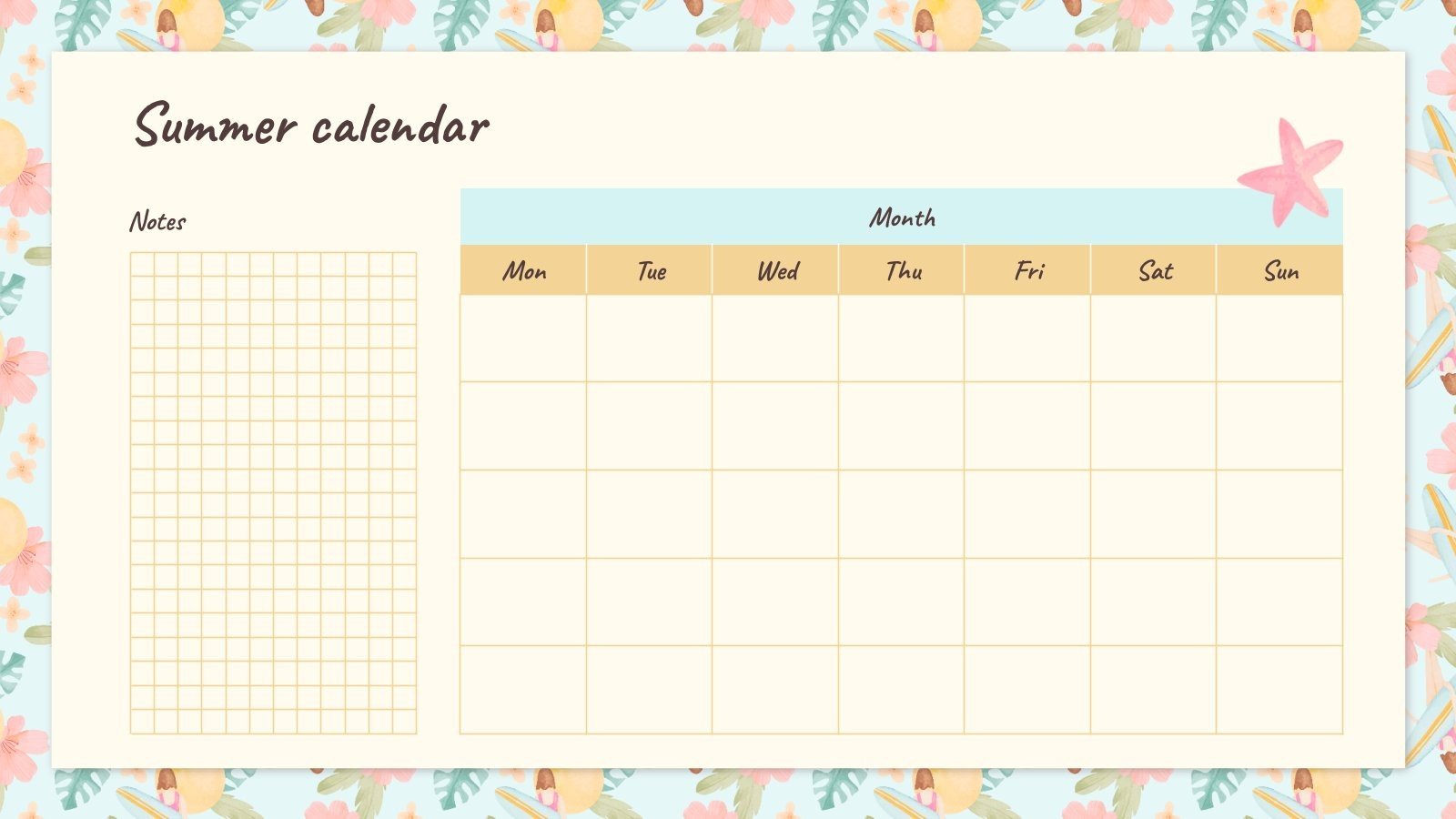 Summer Calendar Presentation