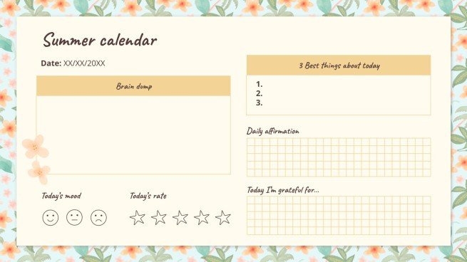 Summer Calendar Presentation