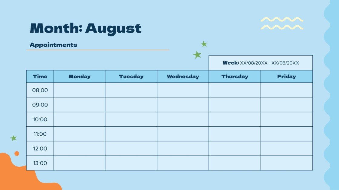 August Calendar Presentation