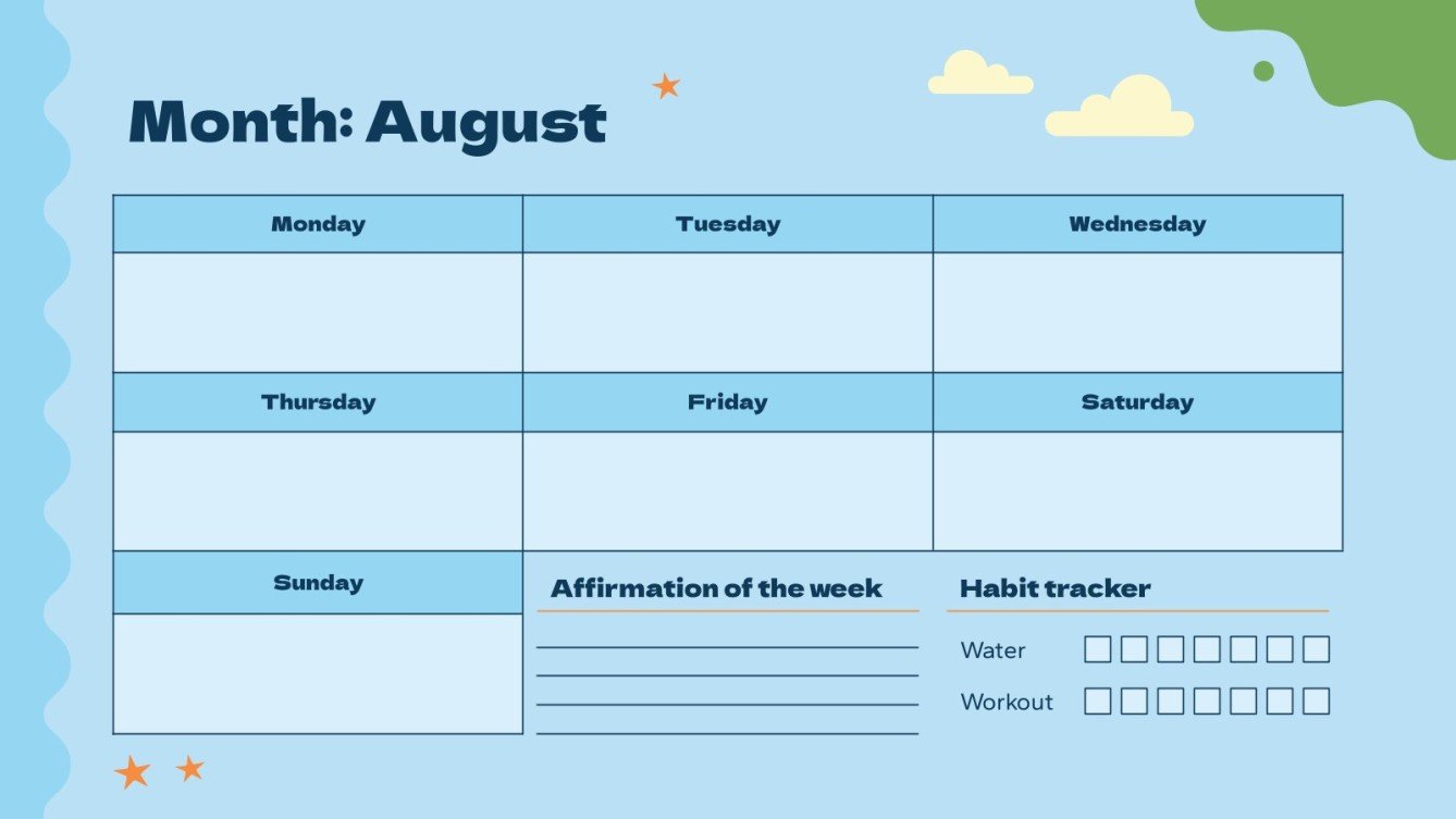 August Calendar Presentation