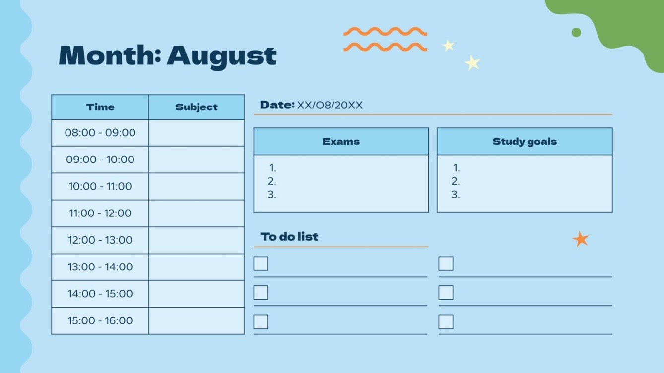 August Calendar Presentation