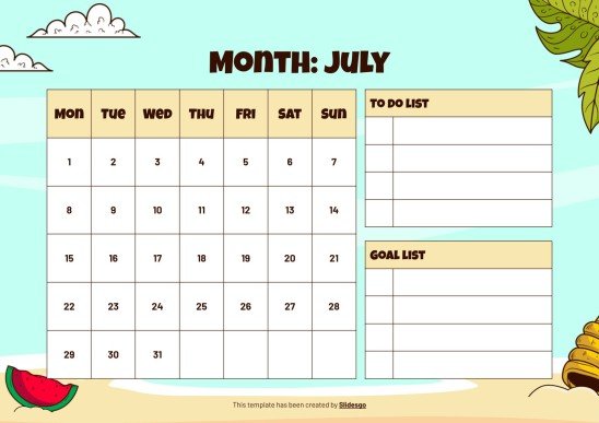 July Calendar Presentation