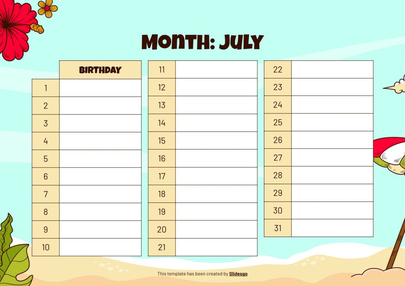 July Calendar Presentation