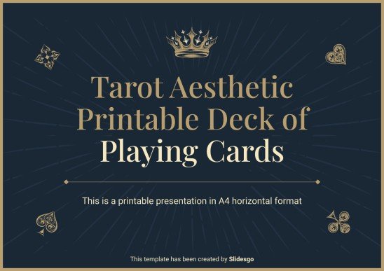 Tarot Aesthetic Printable Deck of Playing Cards Presentation