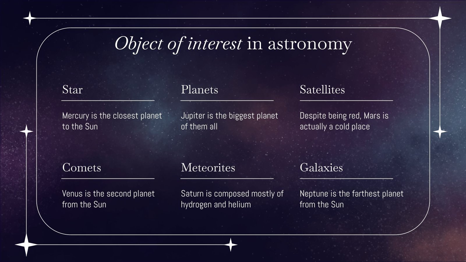 Astronomy Minitheme Presentation