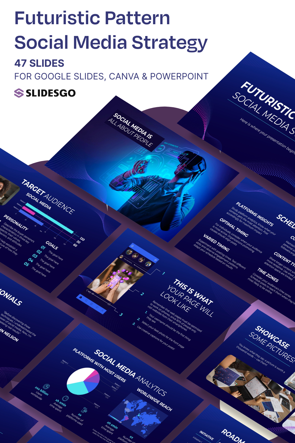 Futuristic Pattern Social Media Strategy Presentation