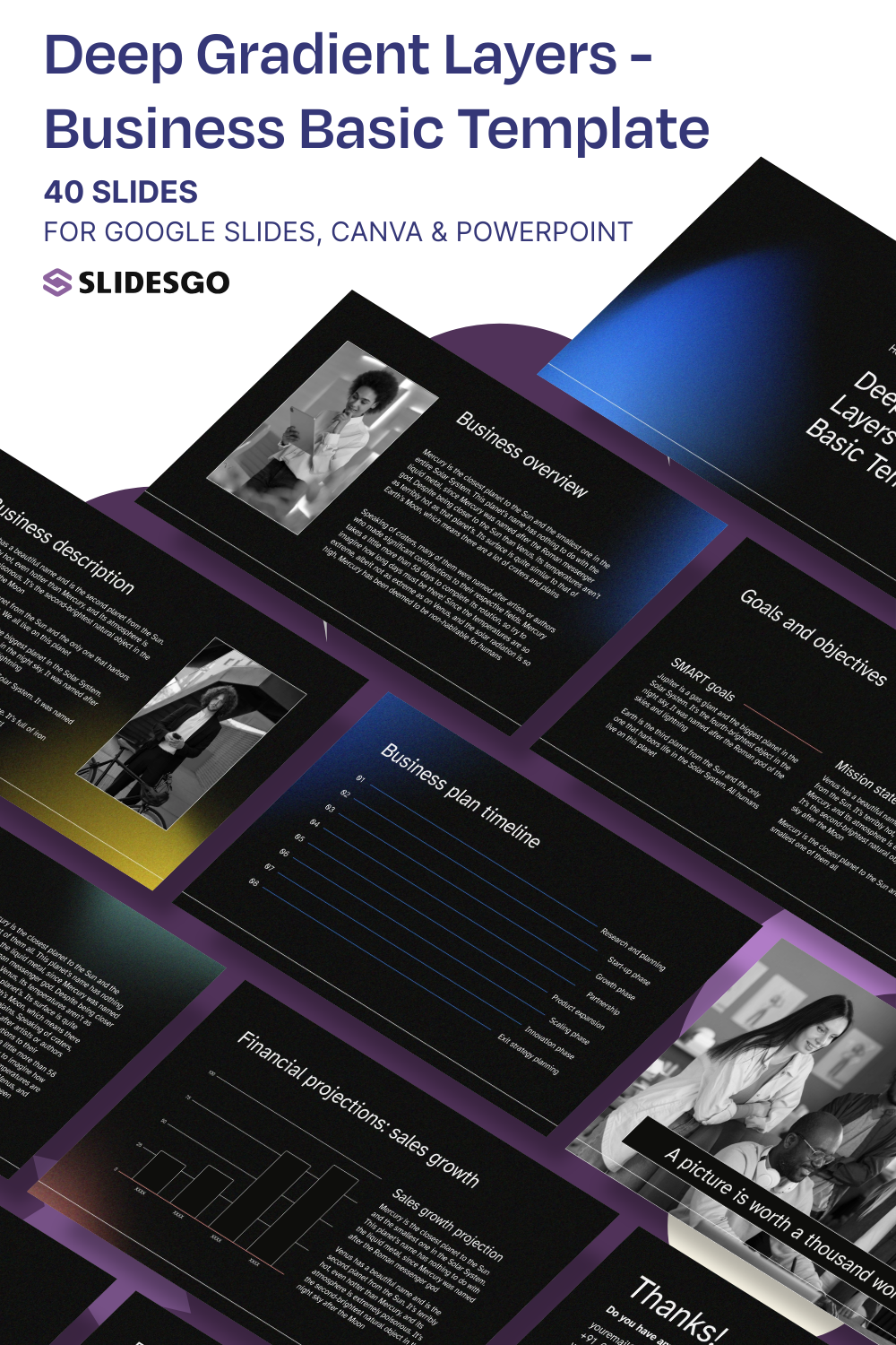 Deep Gradient Layers - Business Basic Template Presentation