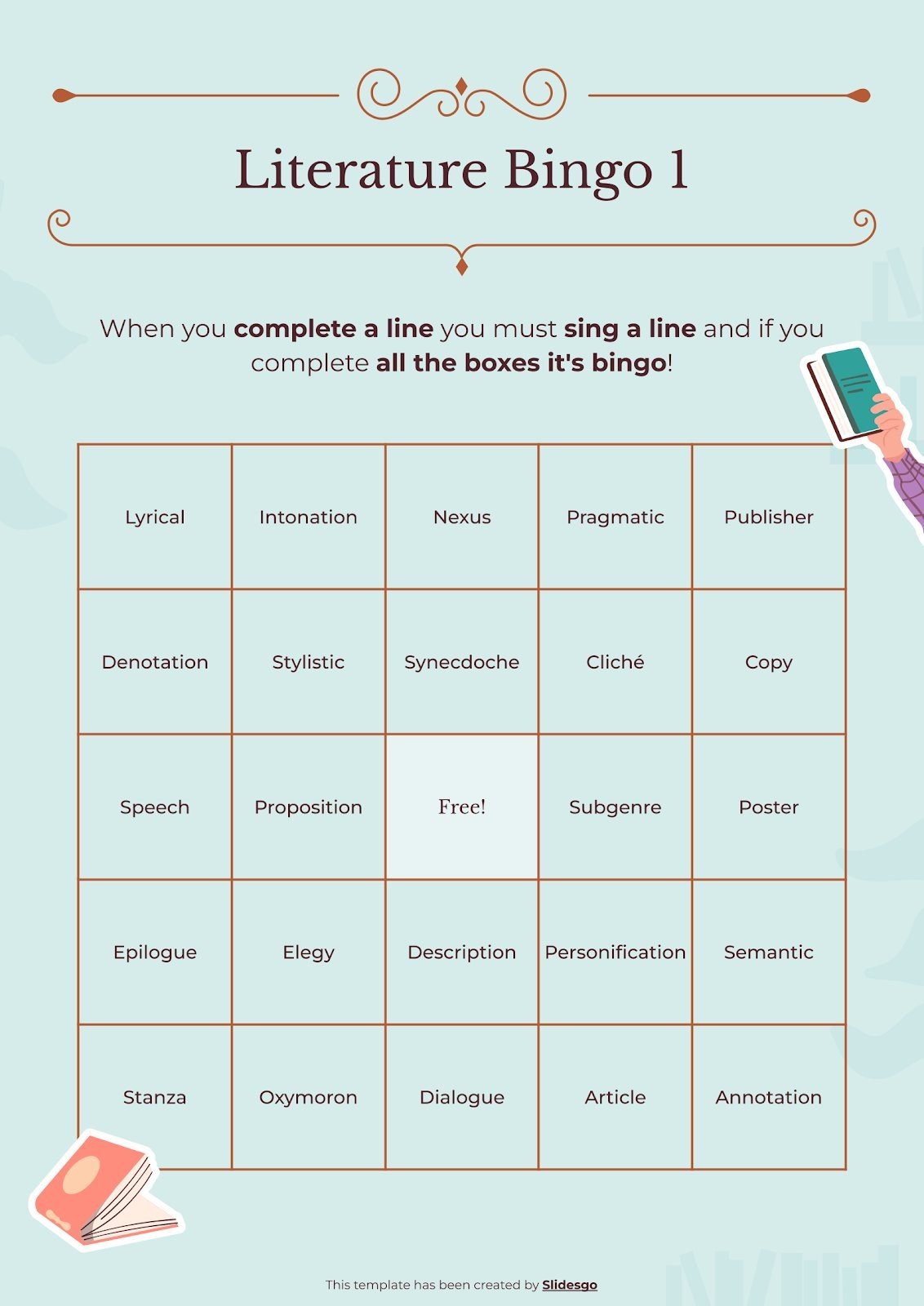 Literature Bingo Presentation