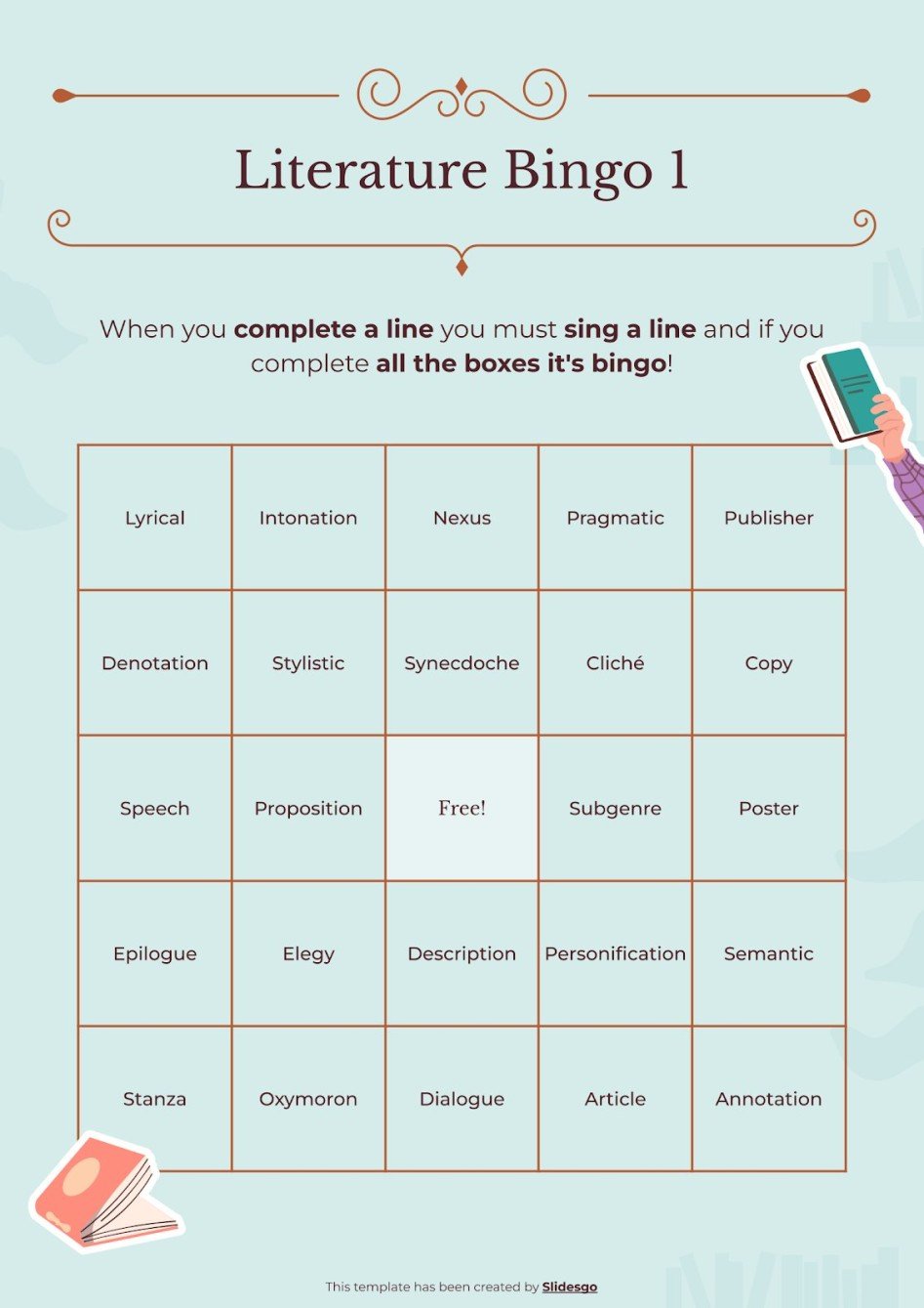 Literature Bingo Presentation