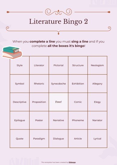 Literature Bingo Presentation