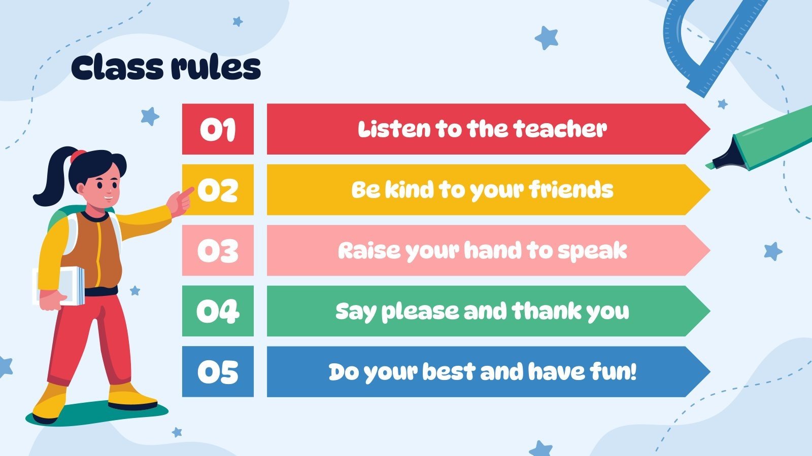 Cartoon Style Elementary Classroom Essentials Presentation