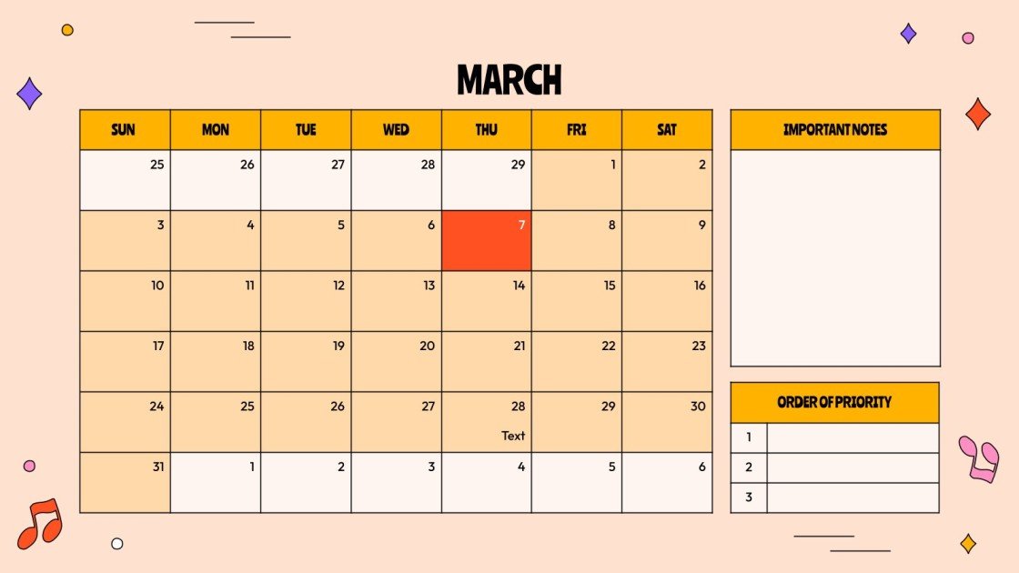 Stickers Calendar Template Presentation