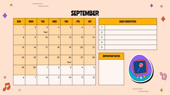 Stickers Calendar Template Presentation