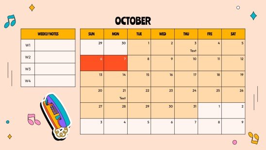 Stickers Calendar Template Presentation