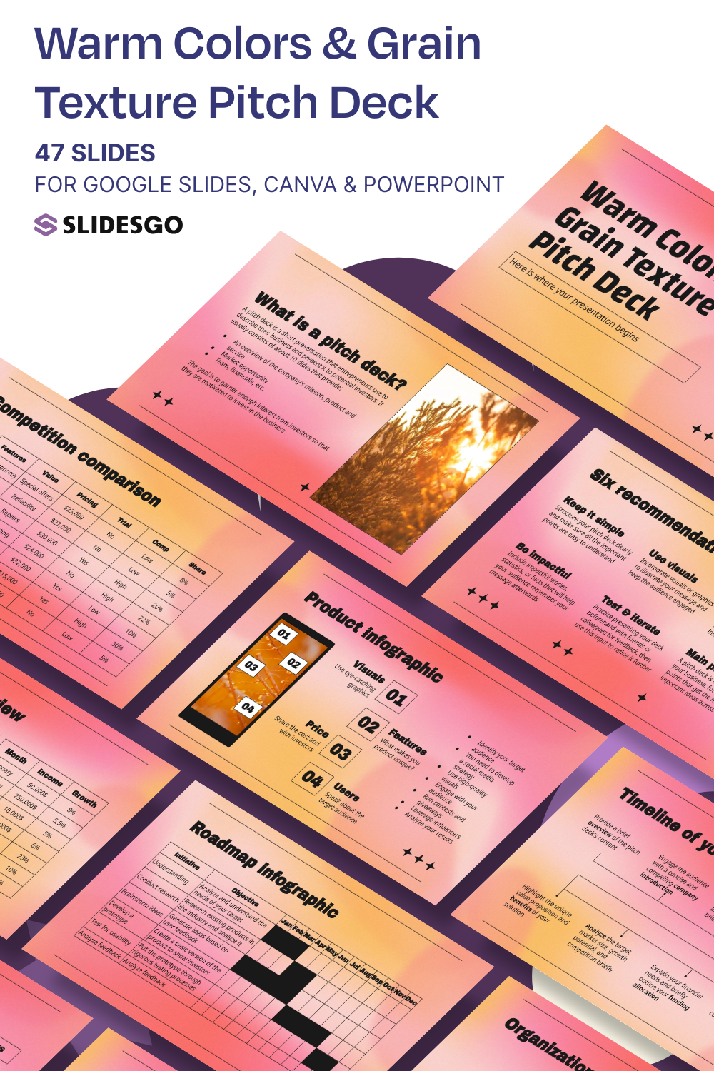 Warm Colors & Grain Texture Pitch Deck Presentation