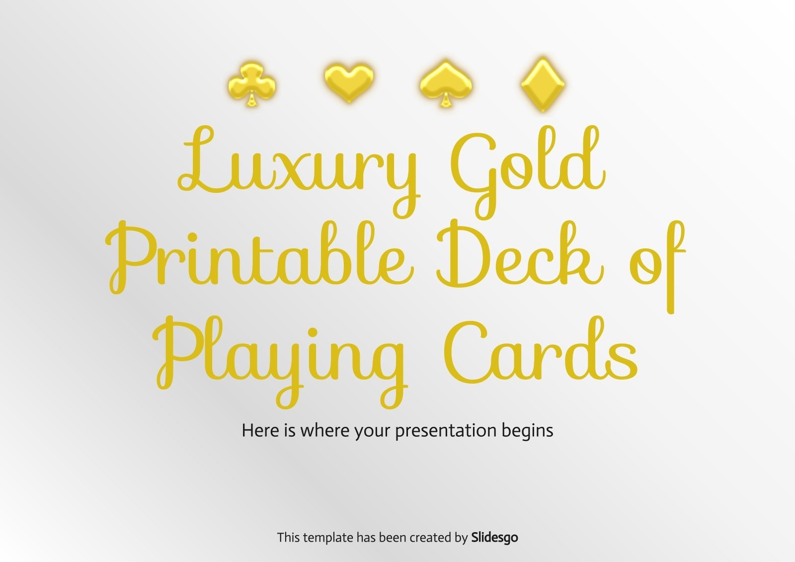 Luxury Gold Printable Deck of Playing Cards Presentation