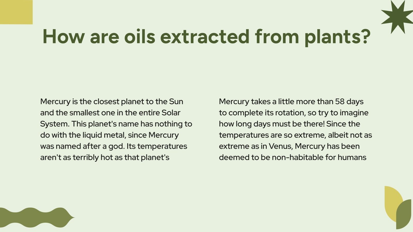Biology for College: Extraction of plant essential oils