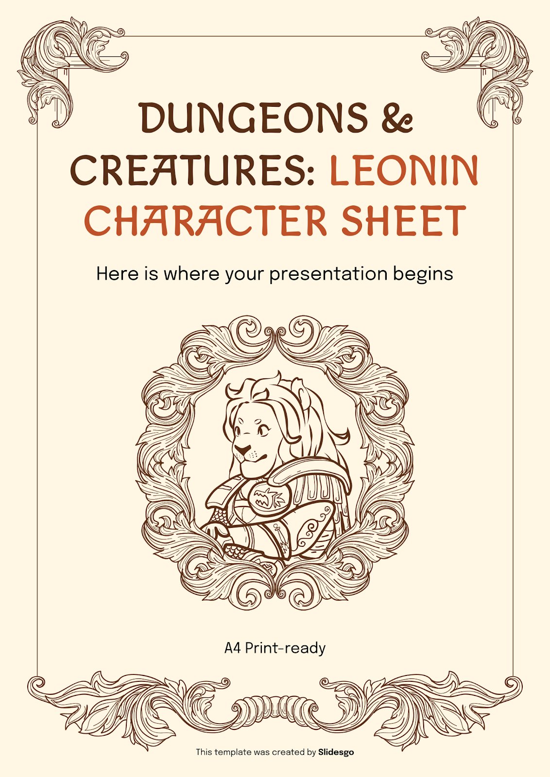 Masmorras e Criaturas: Ficha de Personagem Leonin