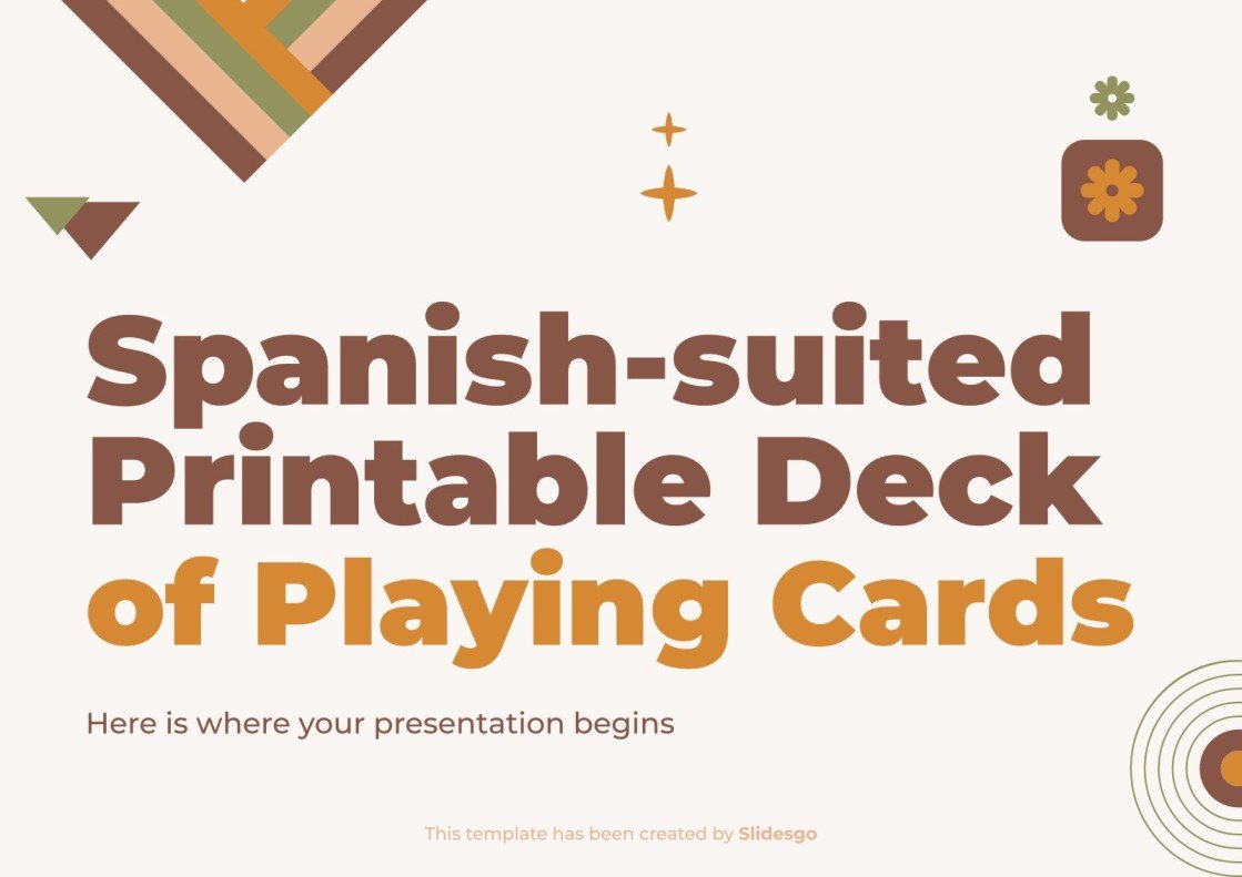 Presentación Baraja de naipes imprimible del palo español