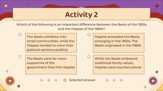 History Subject Activities: Hippie Cultural Movement
