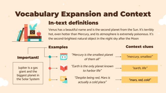 Expansão de vocabulário e pistas de contexto - Infográficos