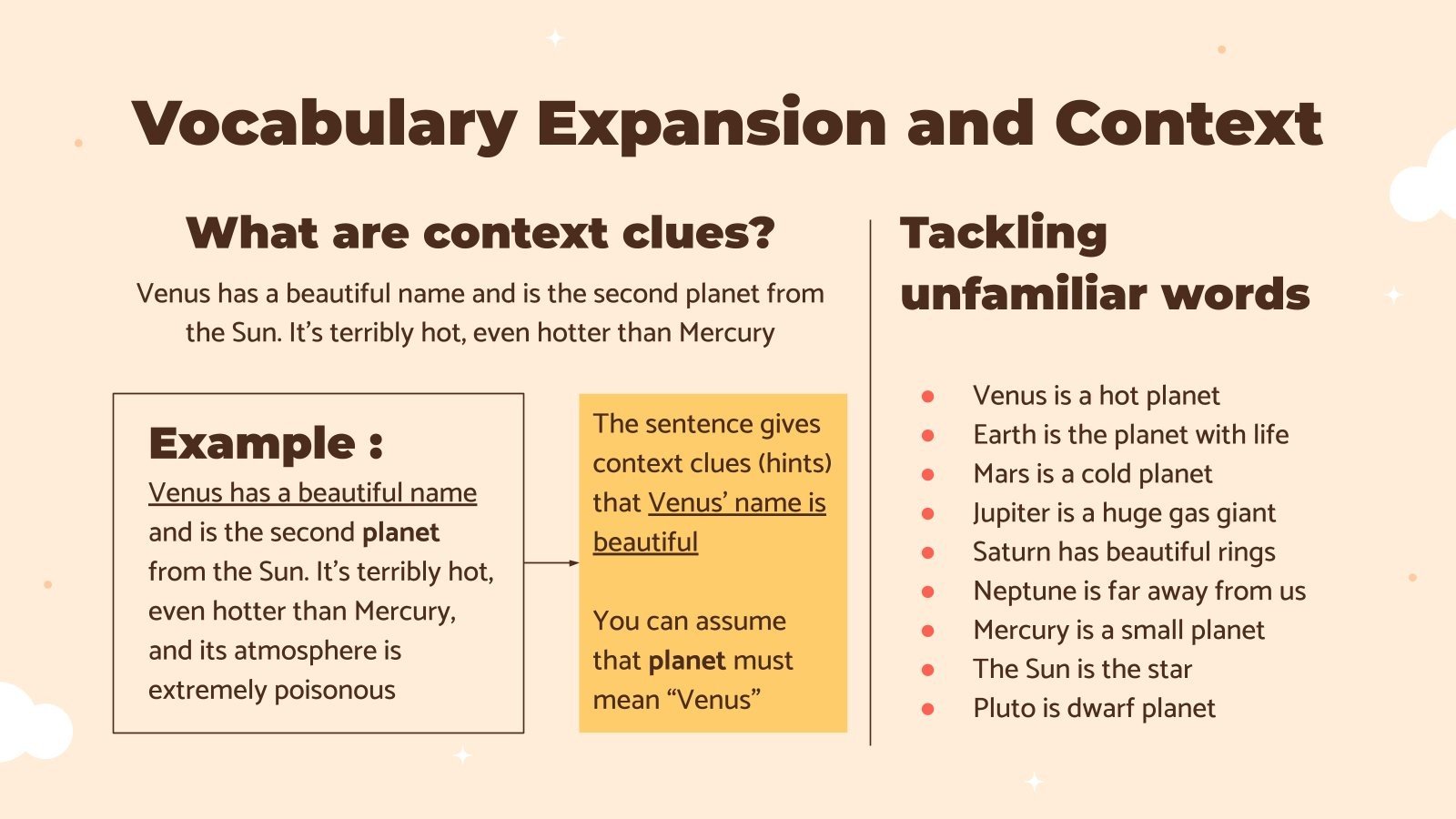 Vocabulary Expansion and Context Clues Infographics