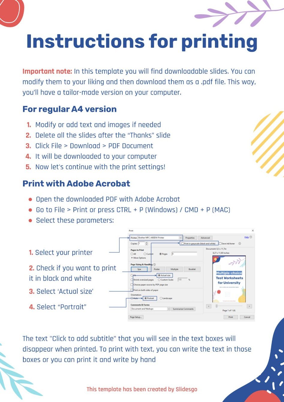 Multiple-choice Test Worksheets for University Presentation