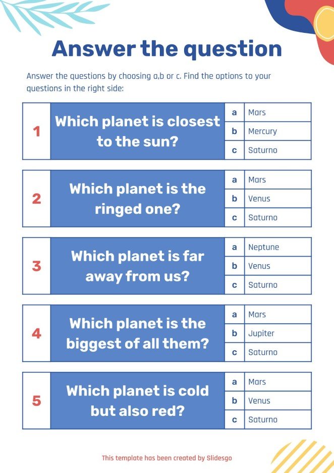 Multiple-choice Test Worksheets for University Presentation